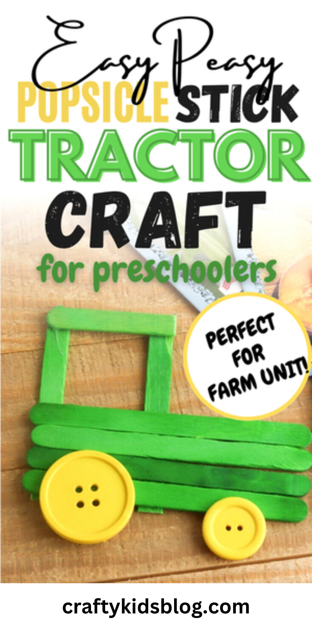 Tractor Popsicle Stick Craft for Preschoolers — Crafty Kids Blog