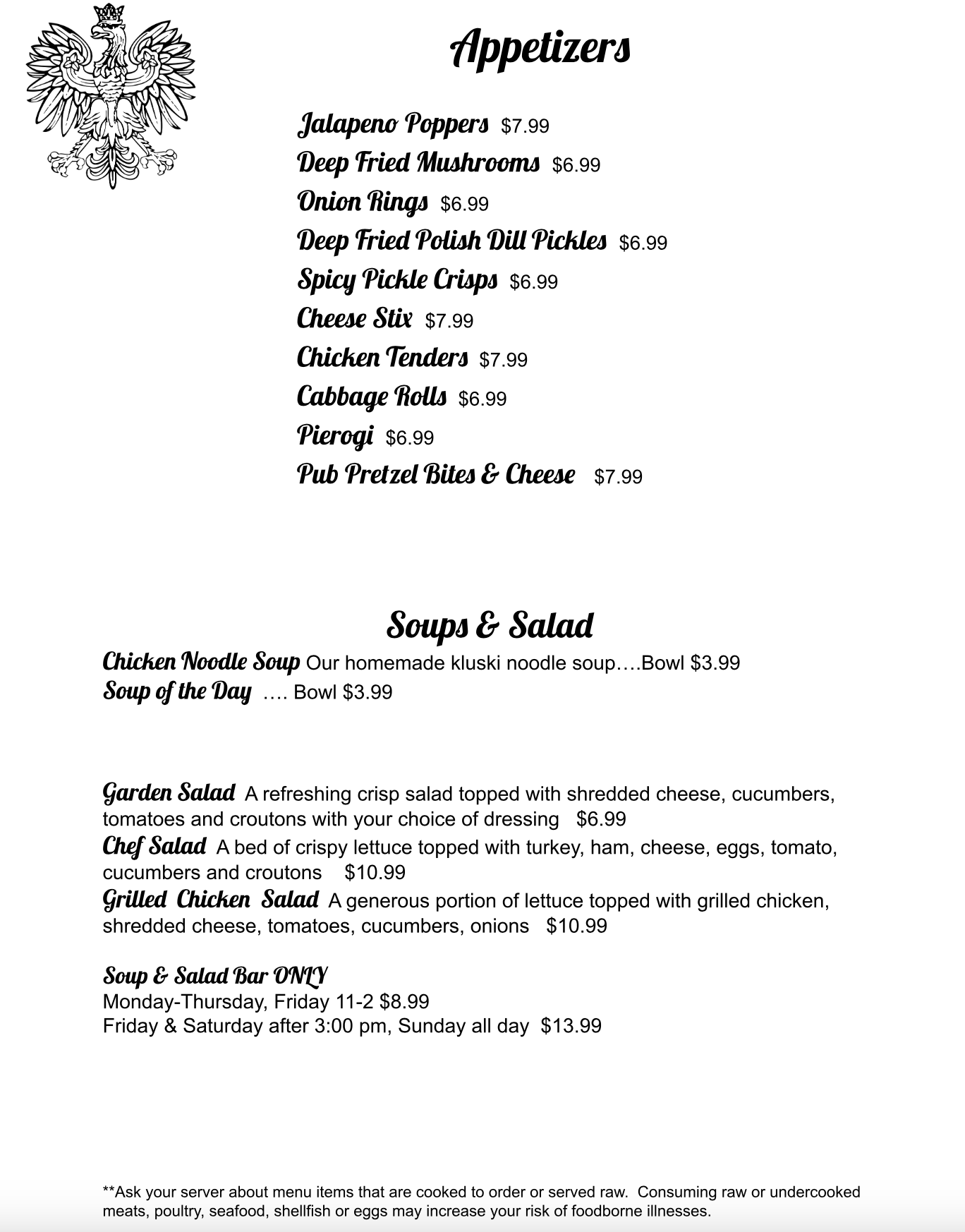 Menu — Krzysiak's House Restaurant