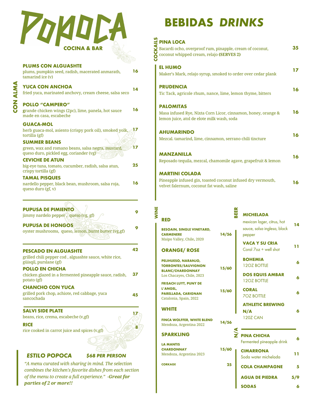 Menu — Popoca