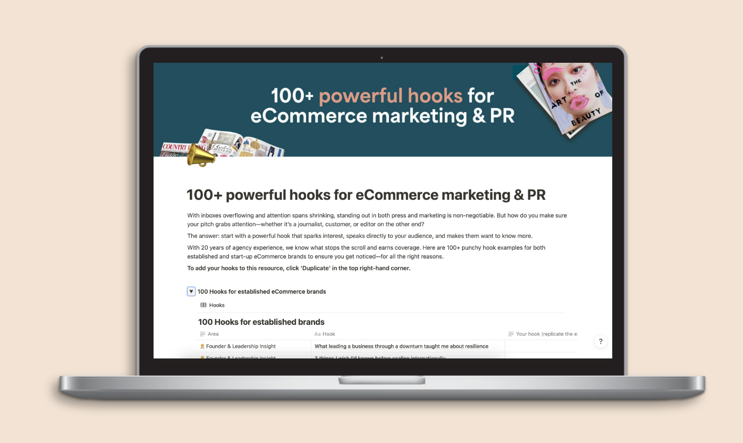 Free Download | 100+ Powerful Hooks for eCommerce Marketing & PR Success — PR Training Academy ...