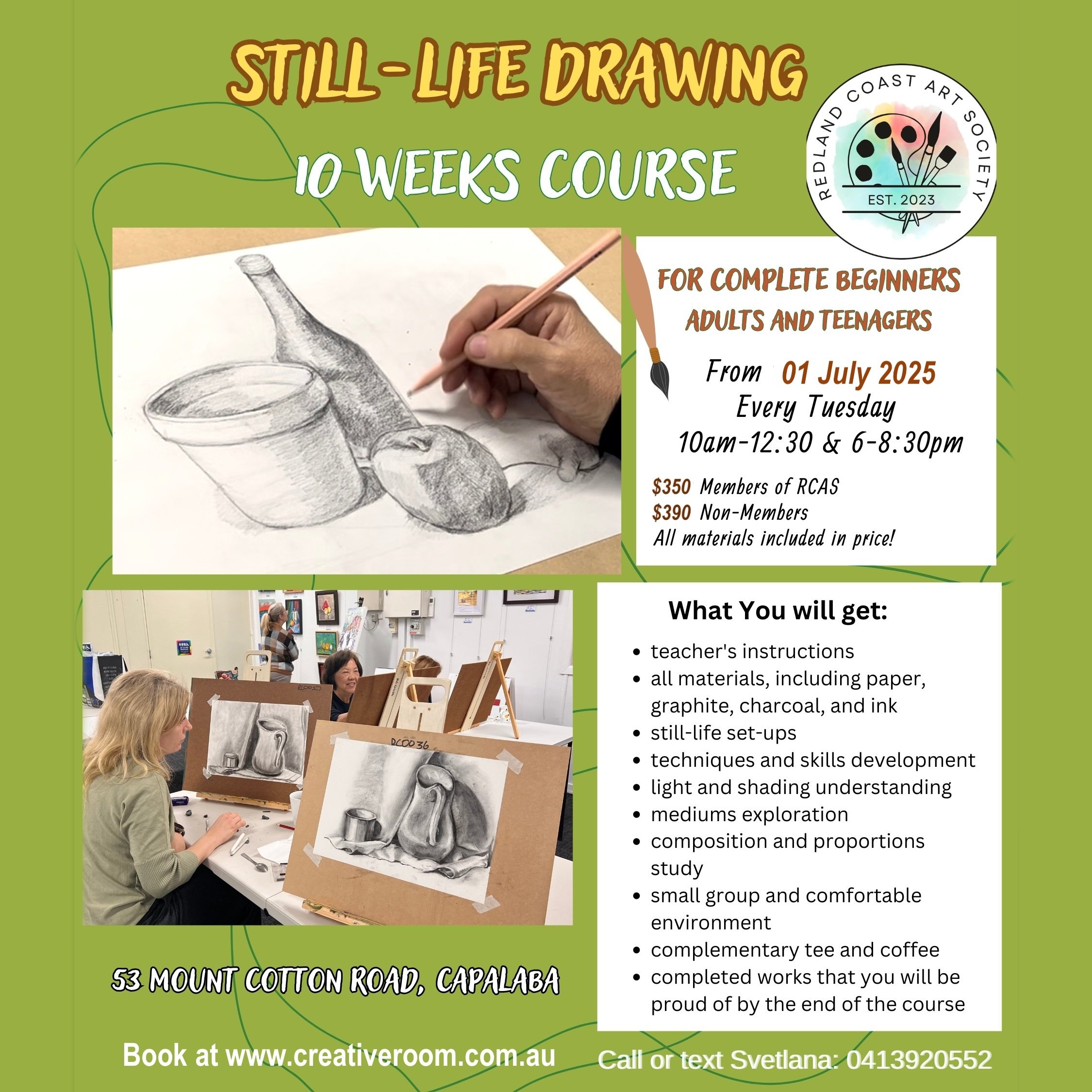 Still Life Drawing Course for Beginners — Redland Coast Art Society