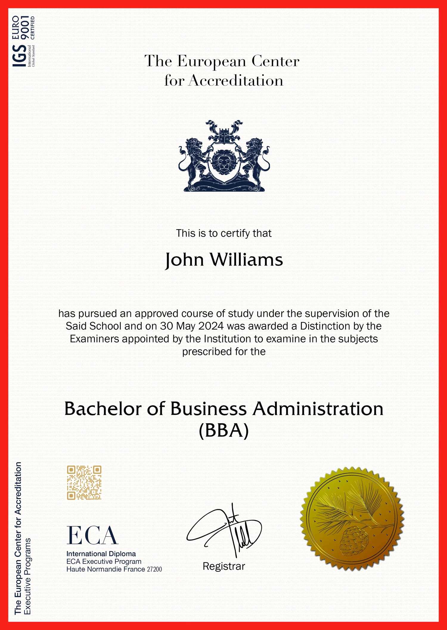 Bachelor of Business Administration (BBA) Online Degree — European Center for Accreditation