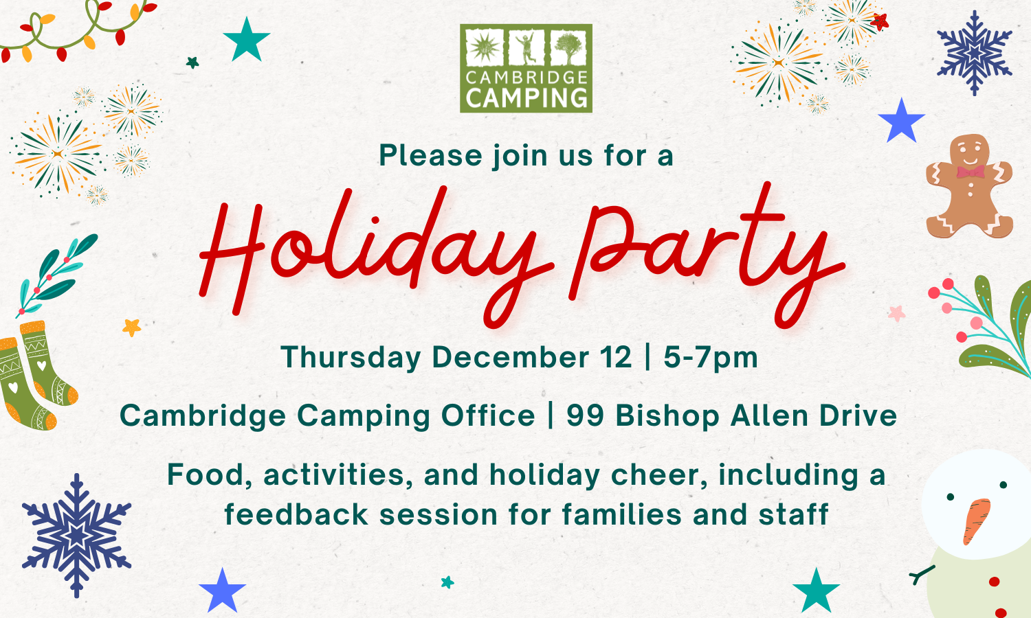 Join Cambridge Camping for a Holiday Party! — Cambridge Camping