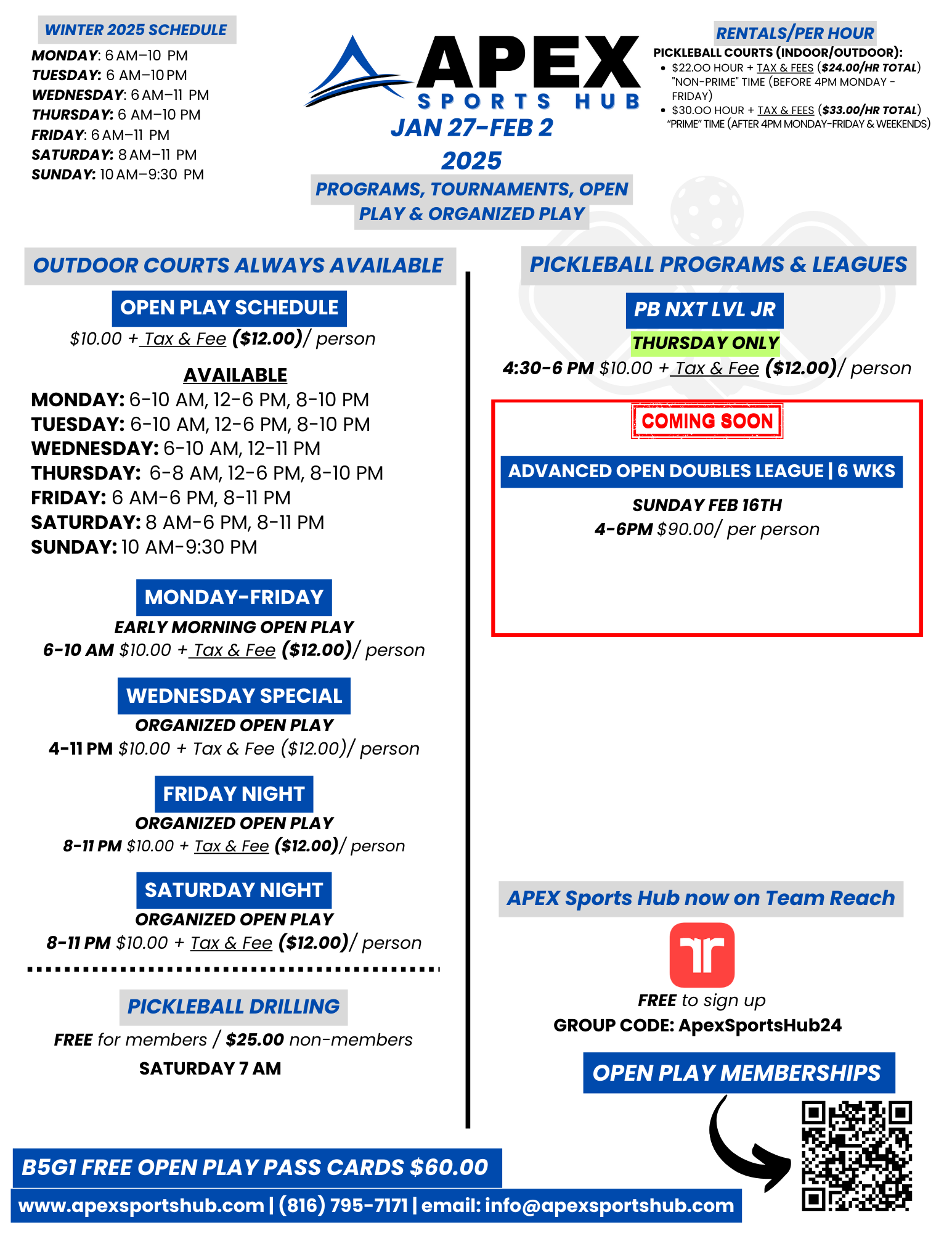 Schedule — APEX Sports Hub