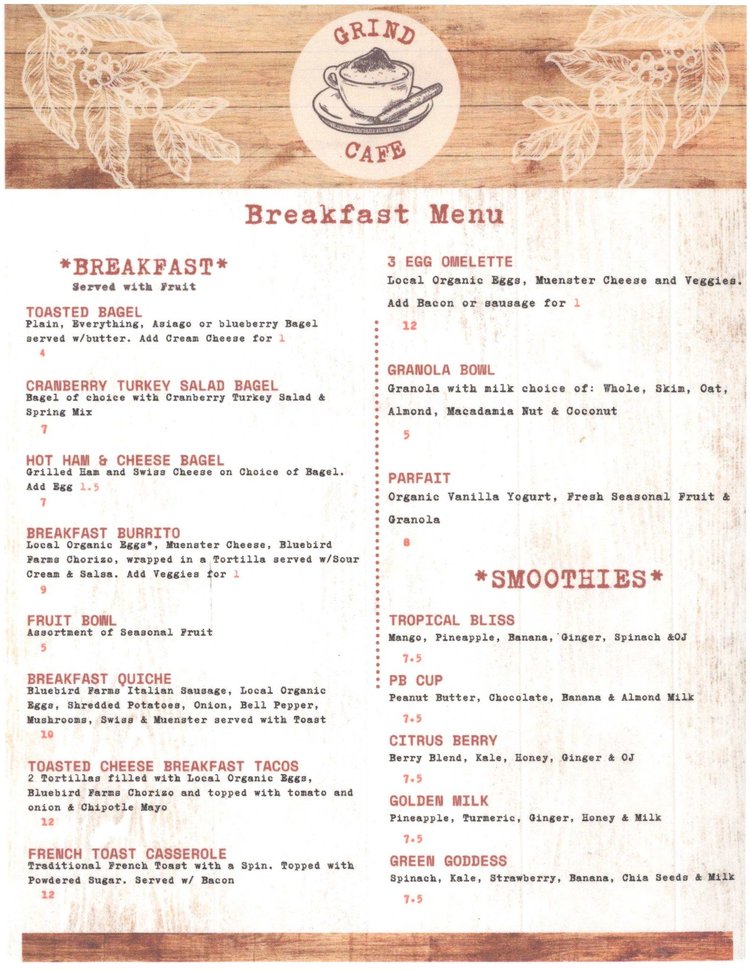 menu — The Grind Cafe