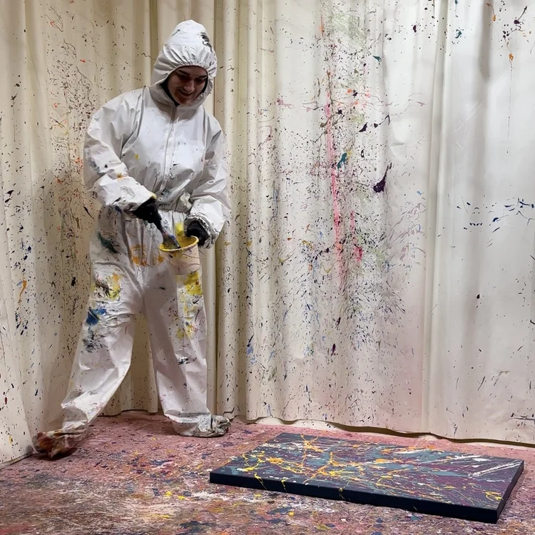 Splatter painting class London - public session — Paperdoll Art studio