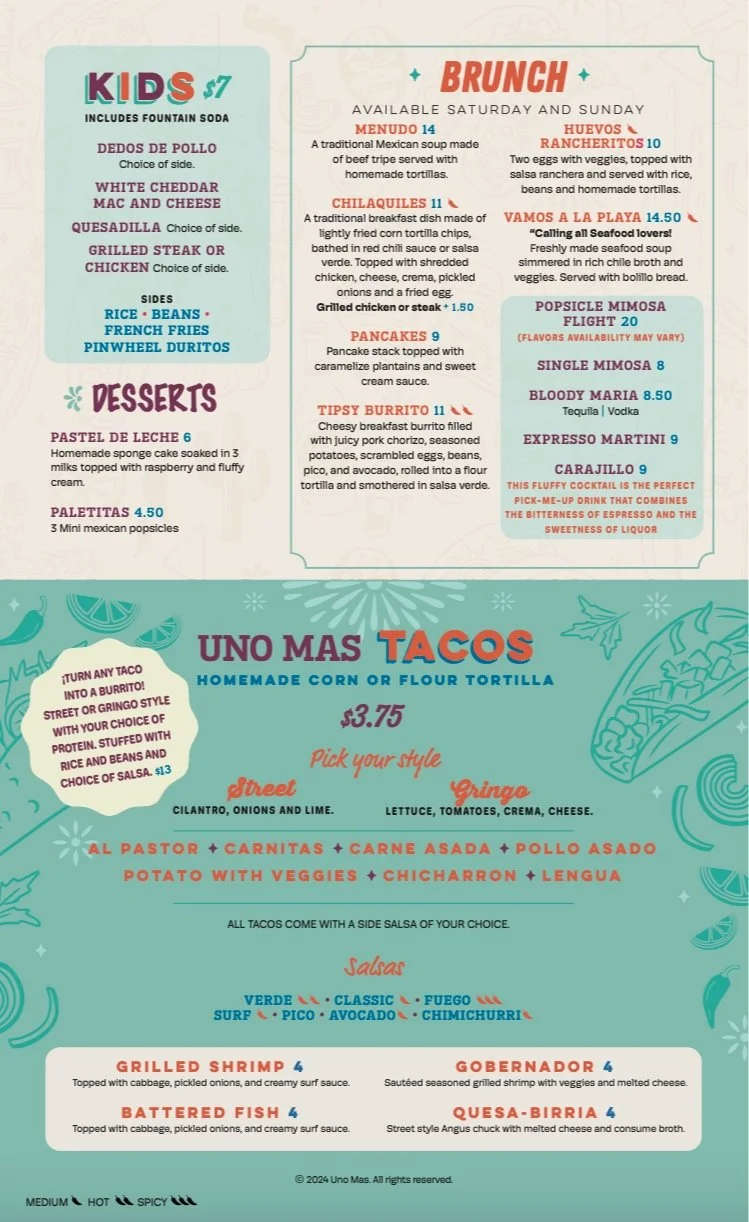 Food Menu — Uno Mas