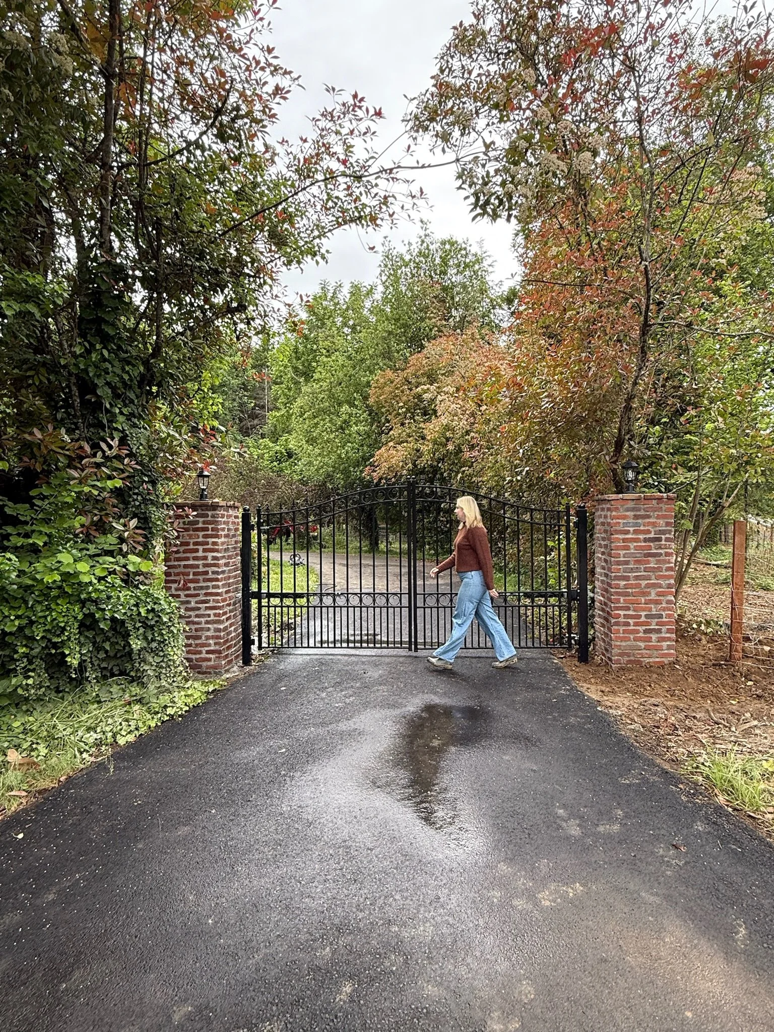 Country Estate Style Gate with Brick Pillars — The Avery Cottage