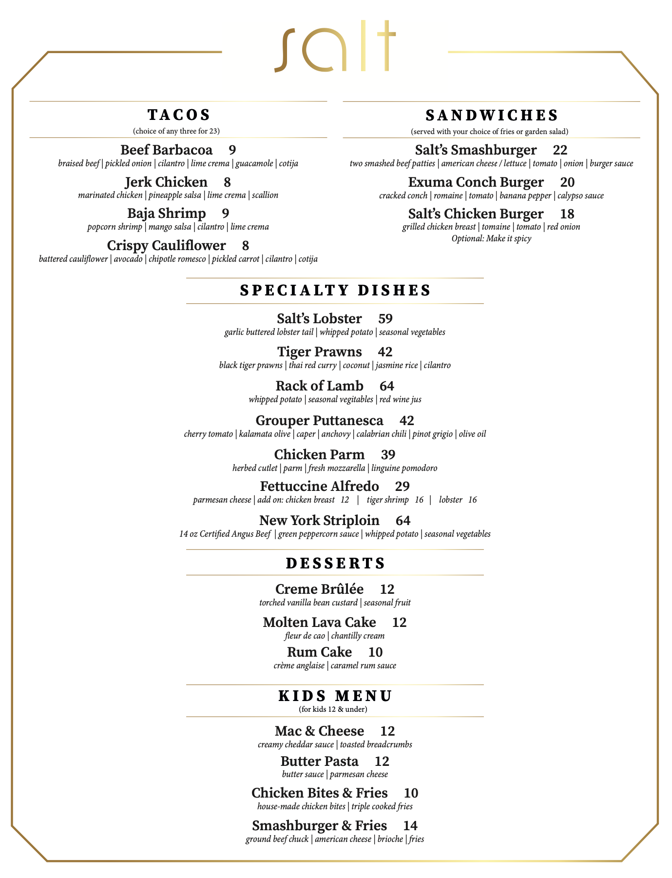 Menus — Salt Restobar