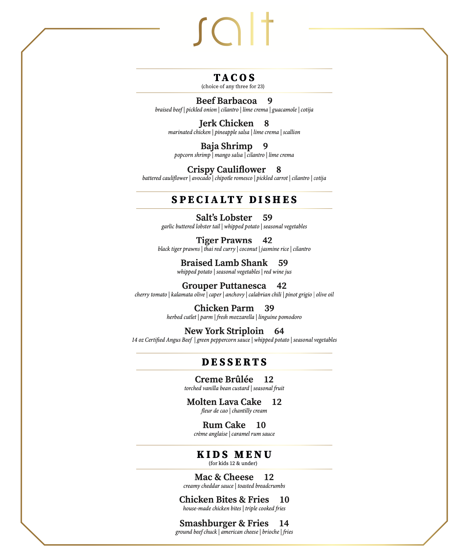 Menus — Salt Restobar