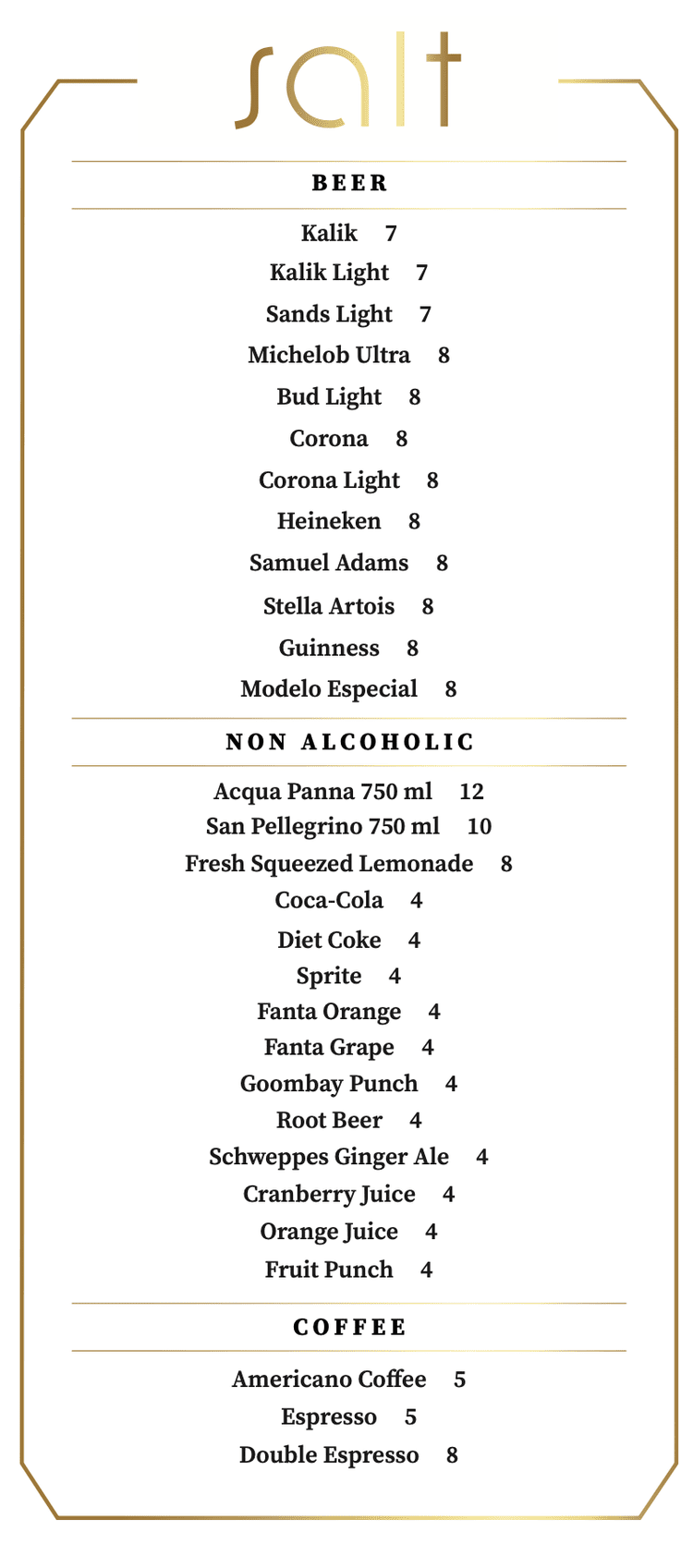 Menus — Salt Restobar