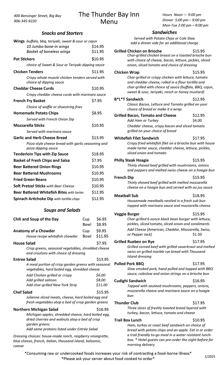 Thunder Bay Food — Thunder Bay Inn