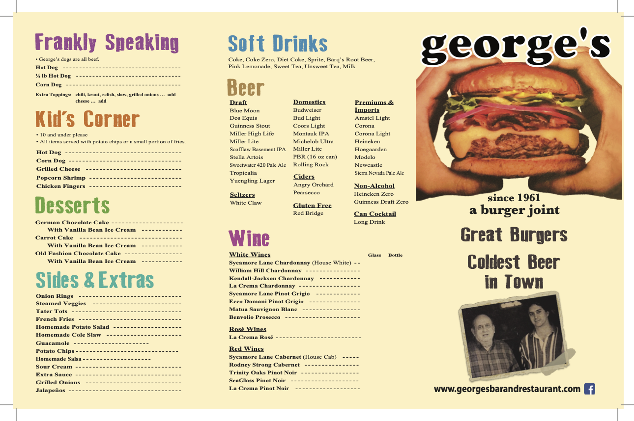 Menu 1 — George's Bar and Restaurant