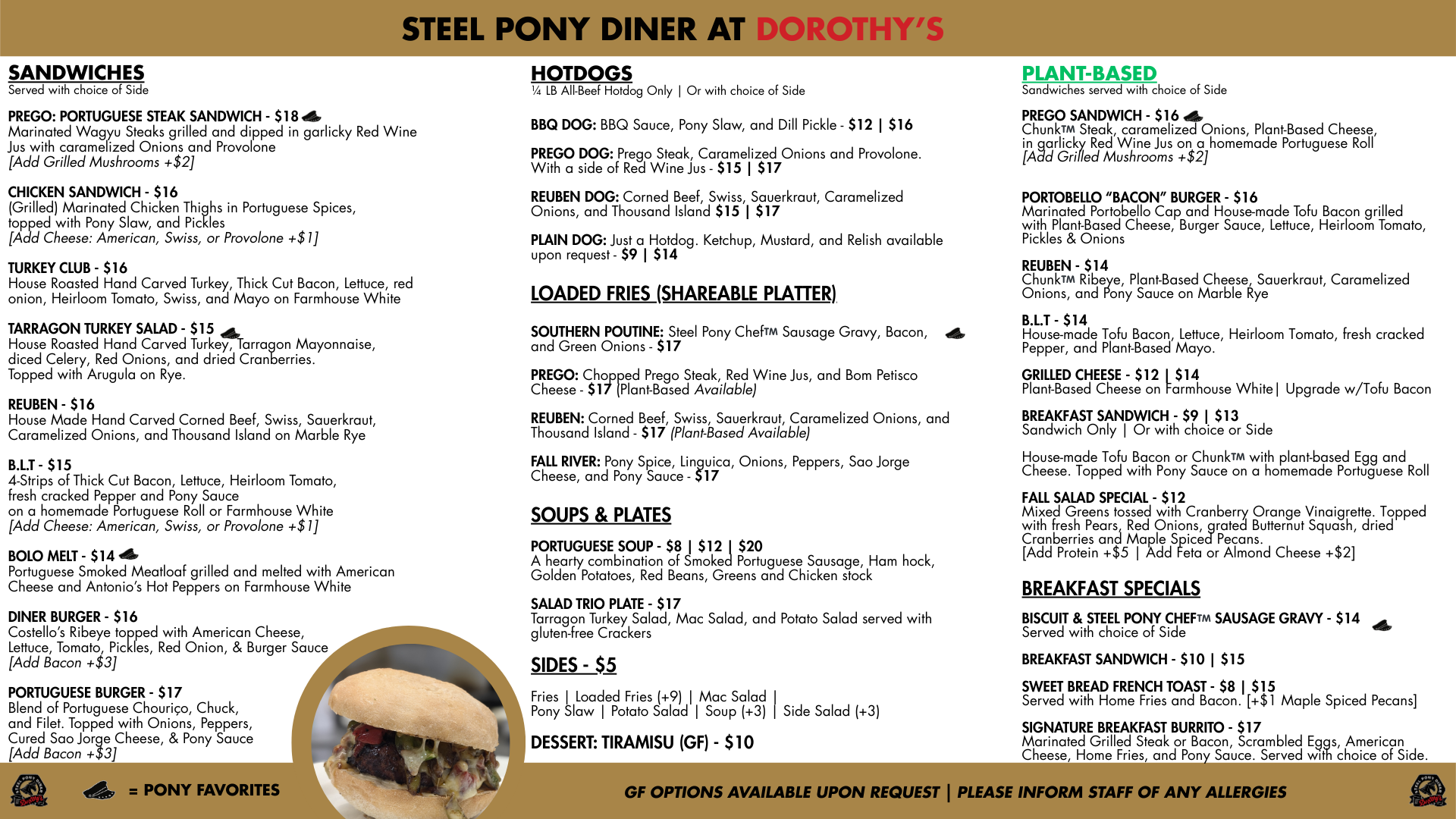 Steel Pony Diner at Dorothy's Menu — Steel Pony Diner