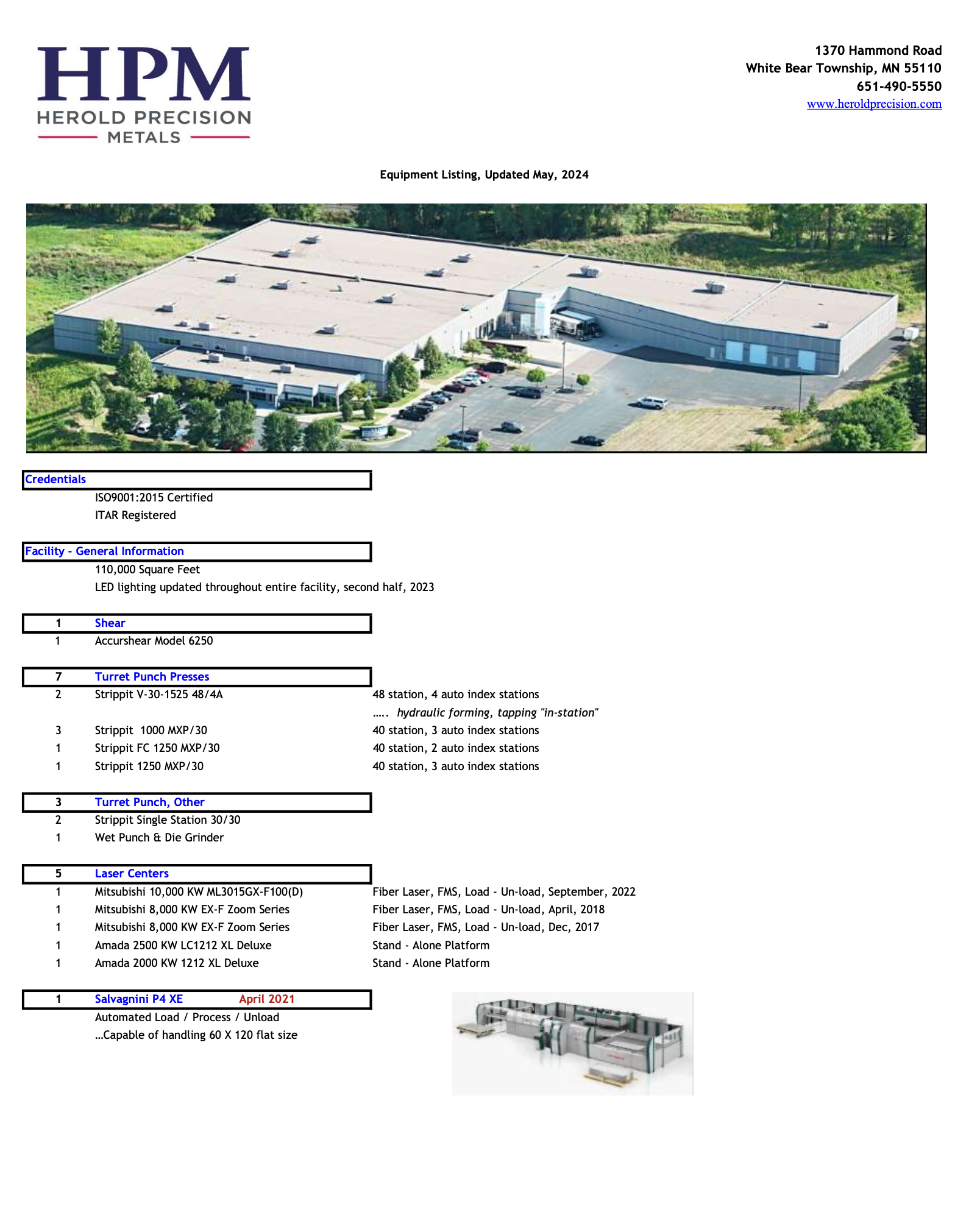 Our Sheet Metal Fabrication Equipment List — Herold Precision Metals
