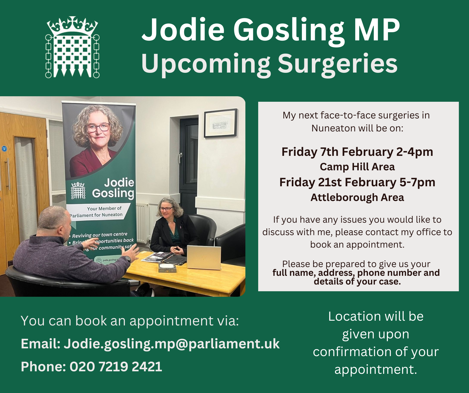 Upcoming Surgeries — Jodie Gosling MP