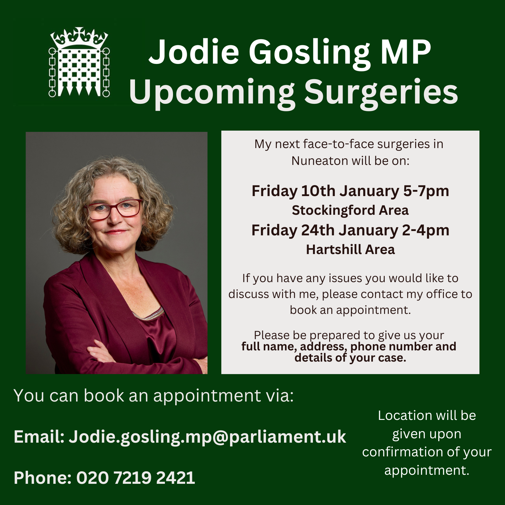 Upcoming Surgeries — Jodie Gosling MP