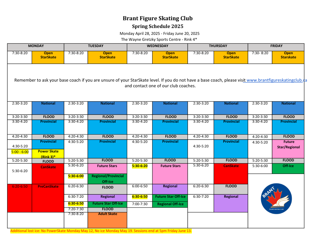 Program Schedule — Brant Figure Skating Club