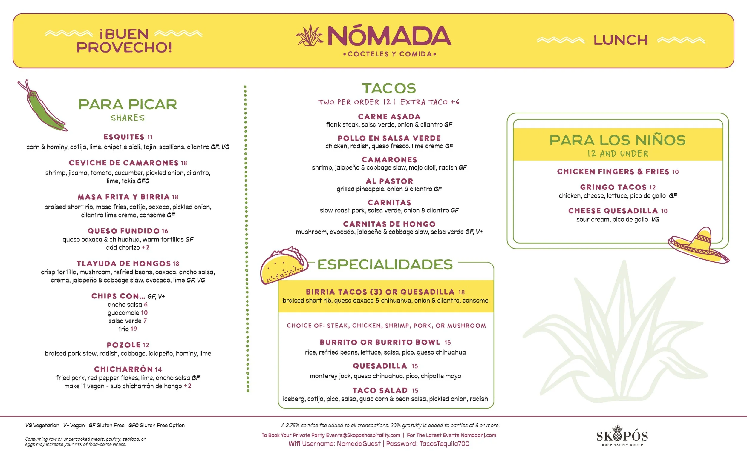 Nómada Menu – Modern Mexican Cuisine in Verona, NJ