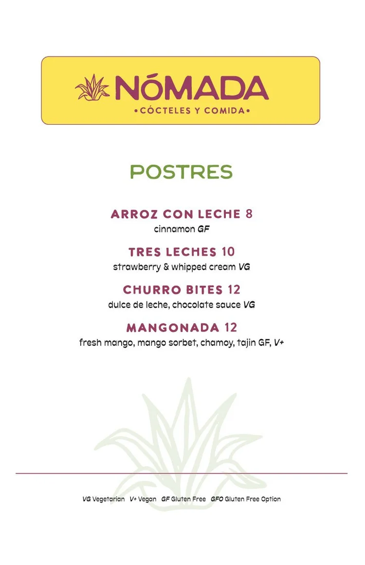 Nómada Menu – Modern Mexican Cuisine in Verona, NJ