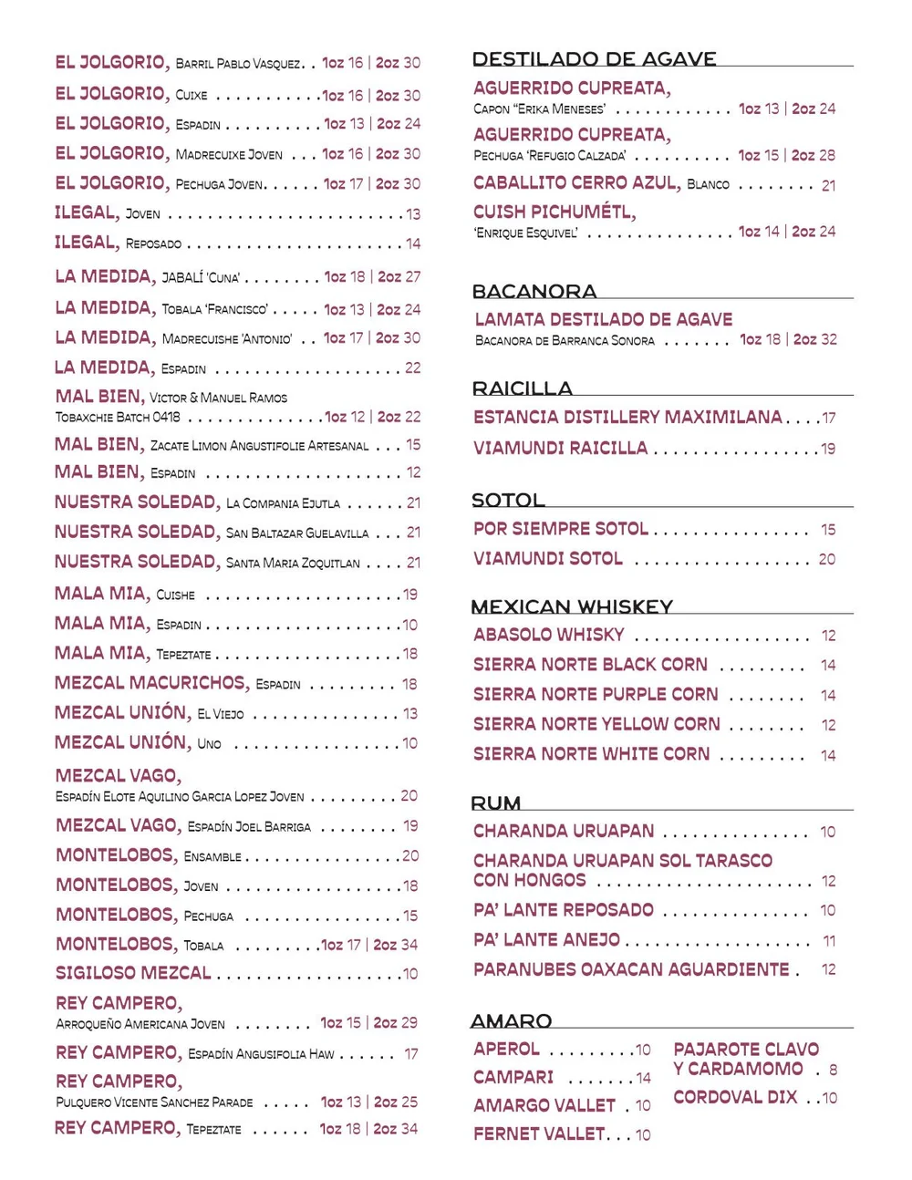 Nómada Menu – Modern Mexican Cuisine in Verona, NJ