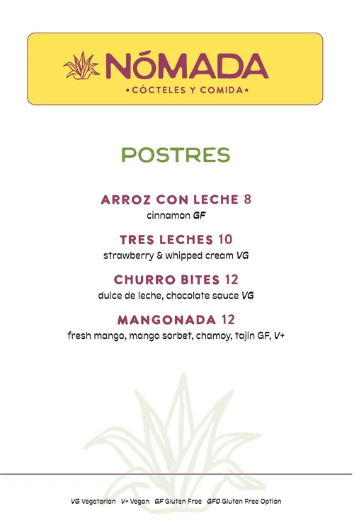 Nómada Menu – Modern Mexican Cuisine in Verona, NJ