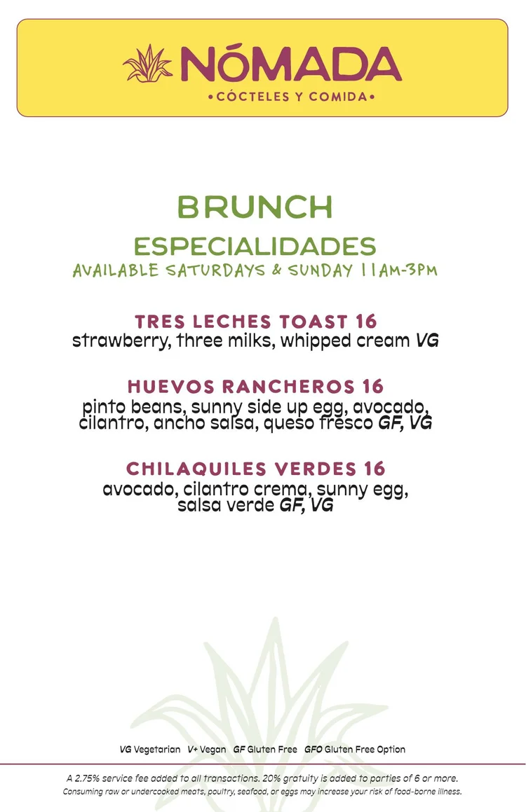 Nómada Menu – Modern Mexican Cuisine in Verona, NJ