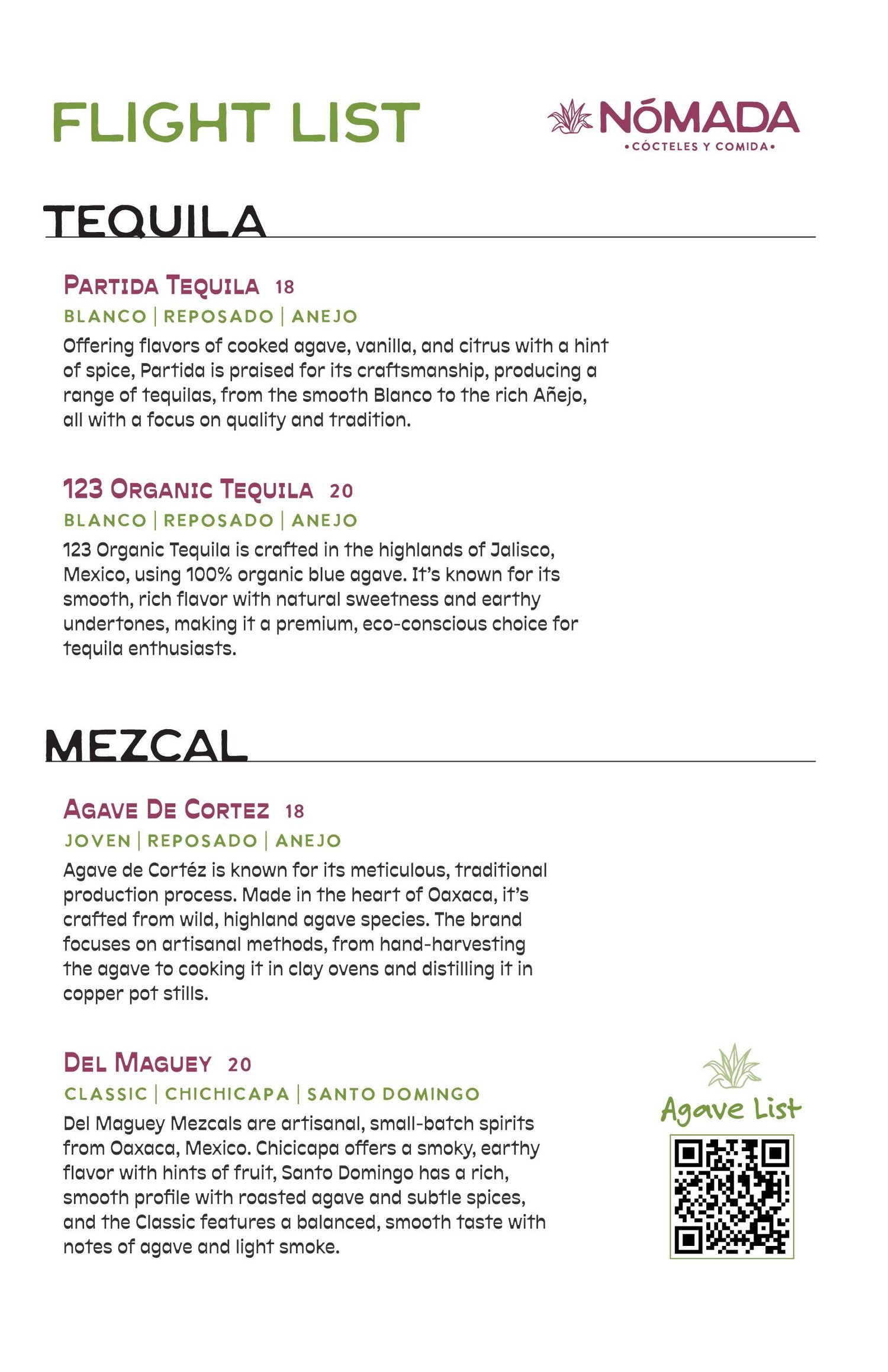 Nómada Menu – Modern Mexican Cuisine in Verona, NJ