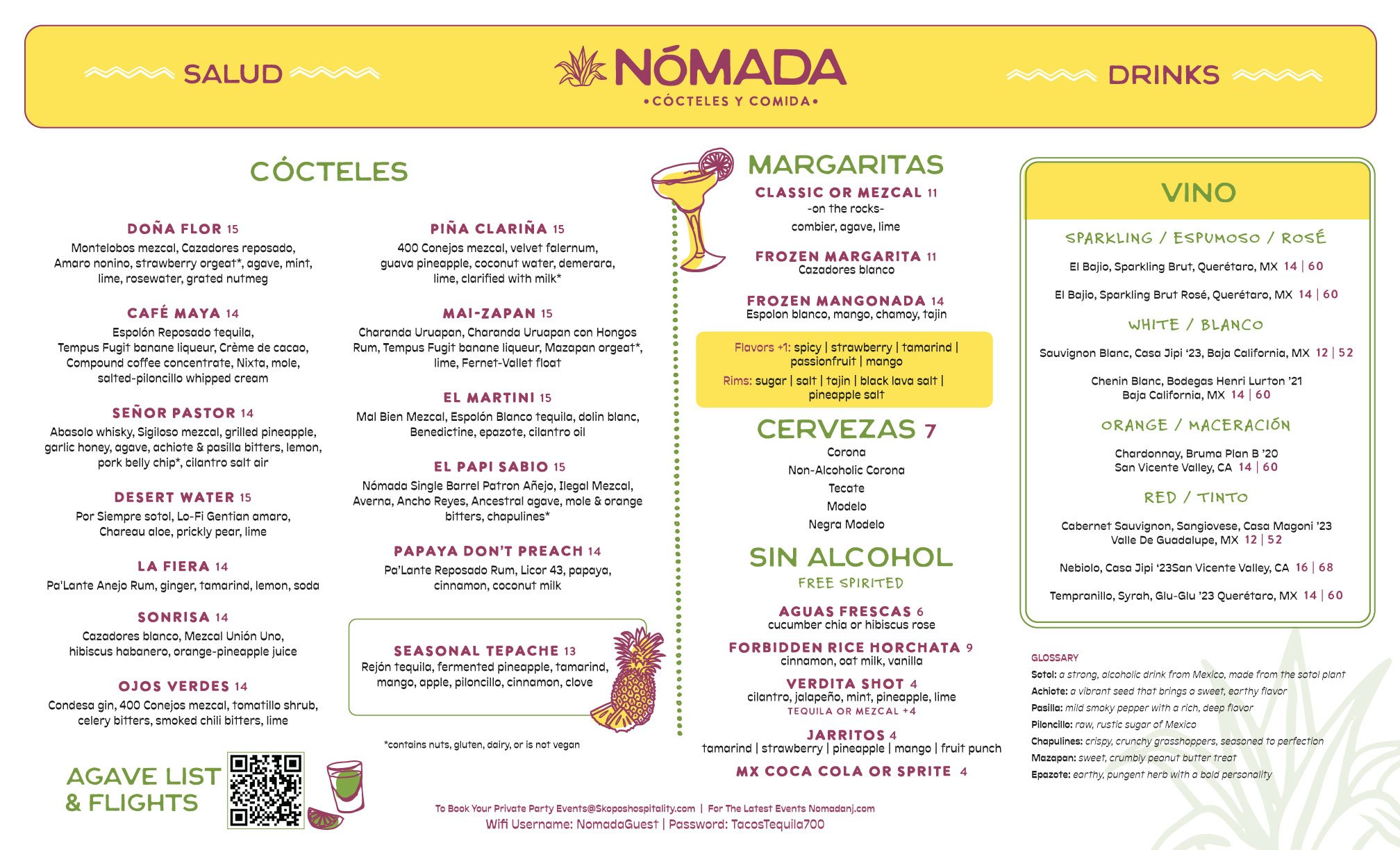 Nómada Menu – Modern Mexican Cuisine in Verona, NJ
