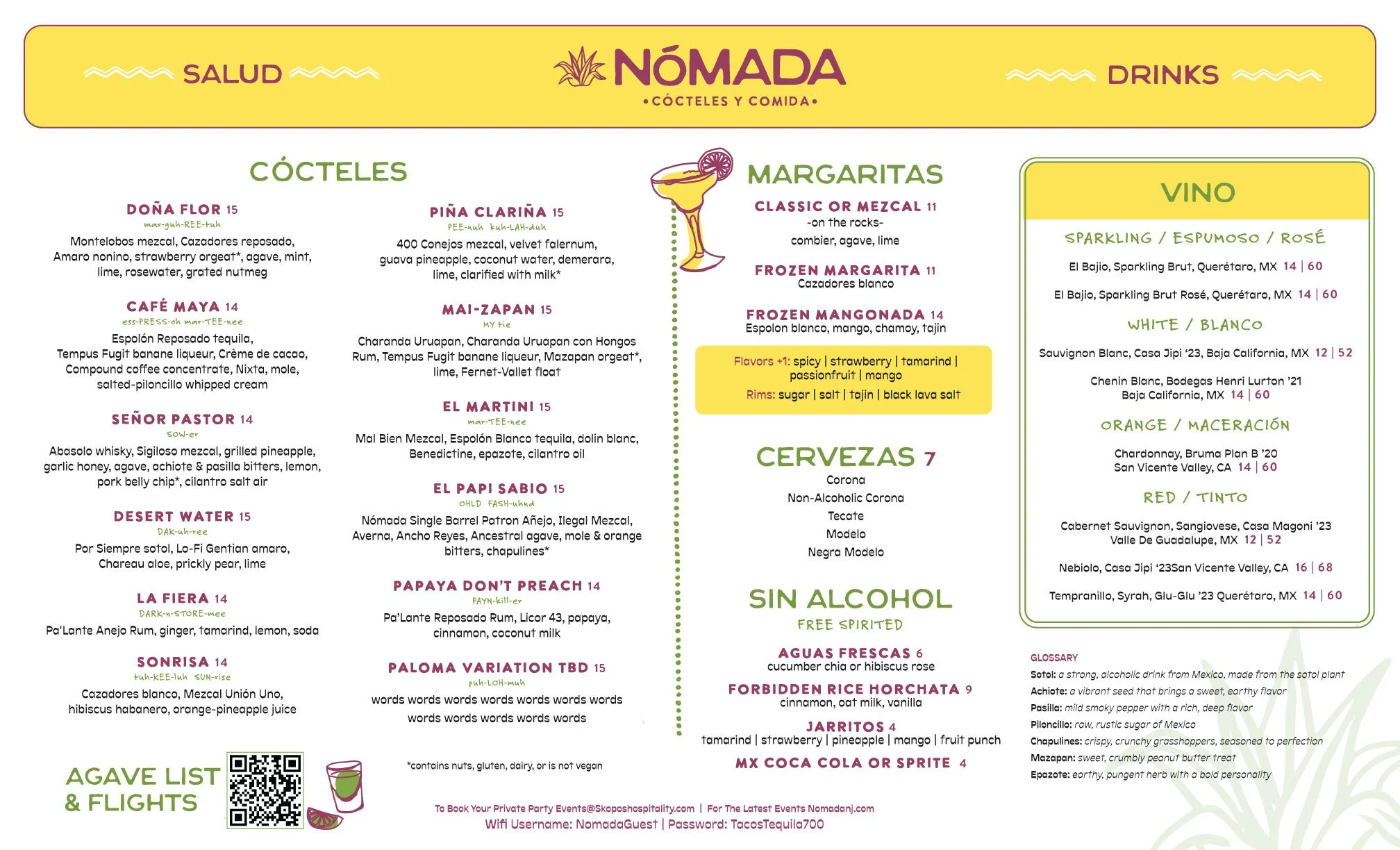 Nómada Menu – Modern Mexican Cuisine in Verona, NJ