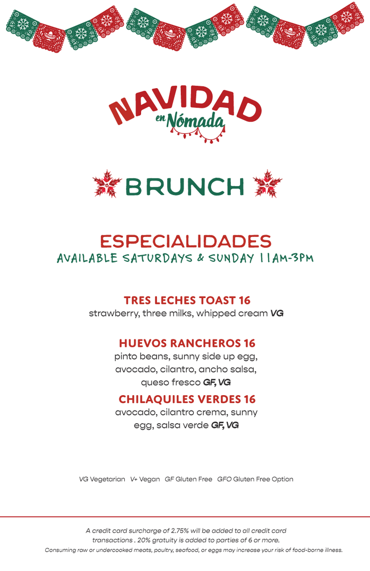 Nómada Menu – Modern Mexican Cuisine in Verona, NJ