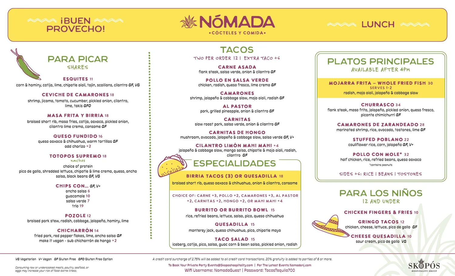 Nómada Menu – Modern Mexican Cuisine in Verona, NJ