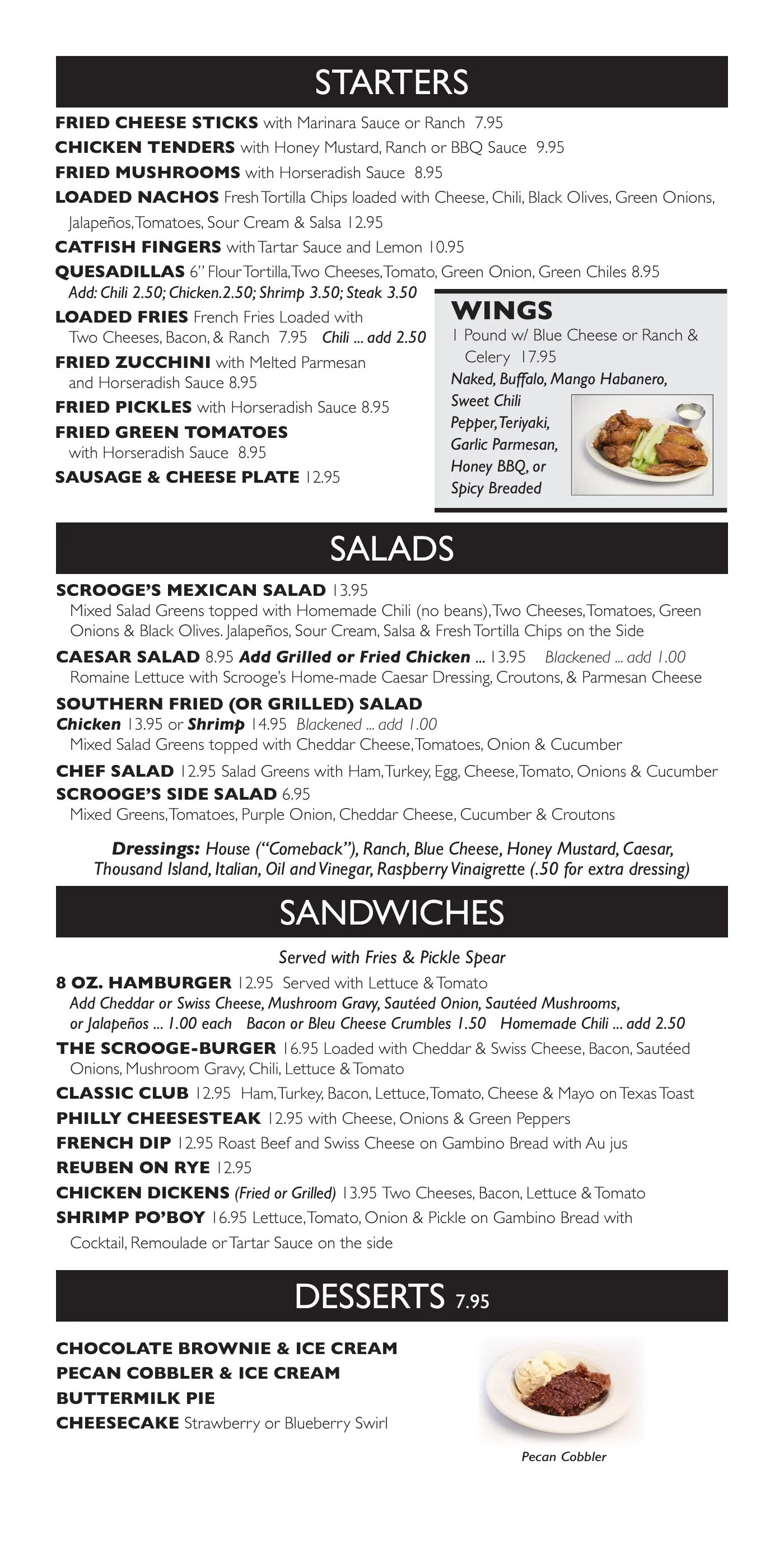 Lunch Menu — Scrooge’s Fine Foods & Drink