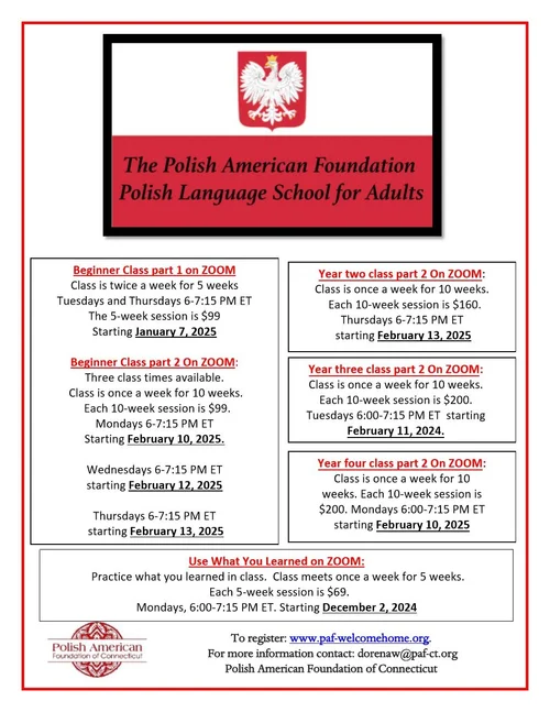 Polish Language Classes — Polish American Foundation of Connecticut
