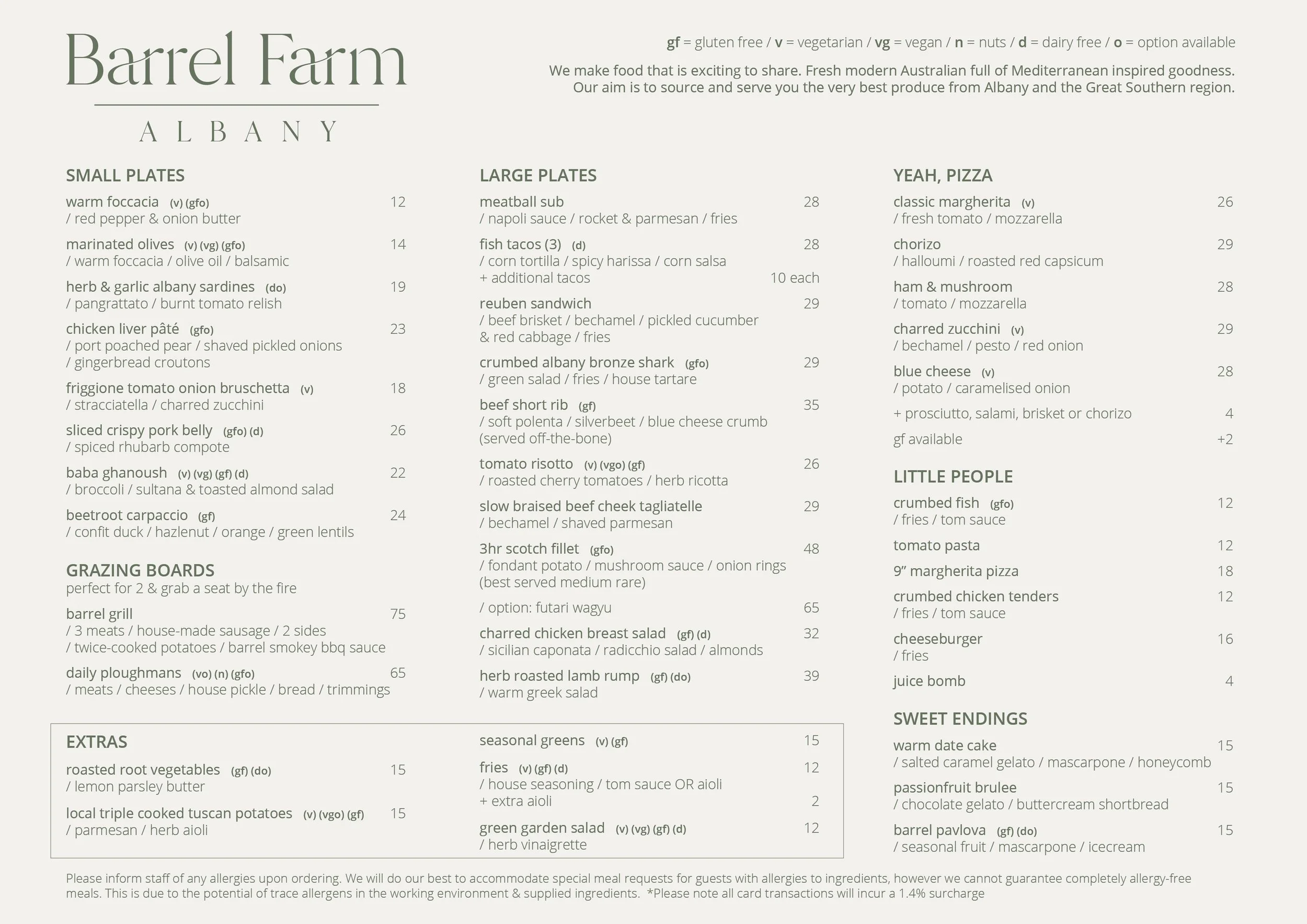 Menu | Explore Our Menu - Book Today — Barrel Farm