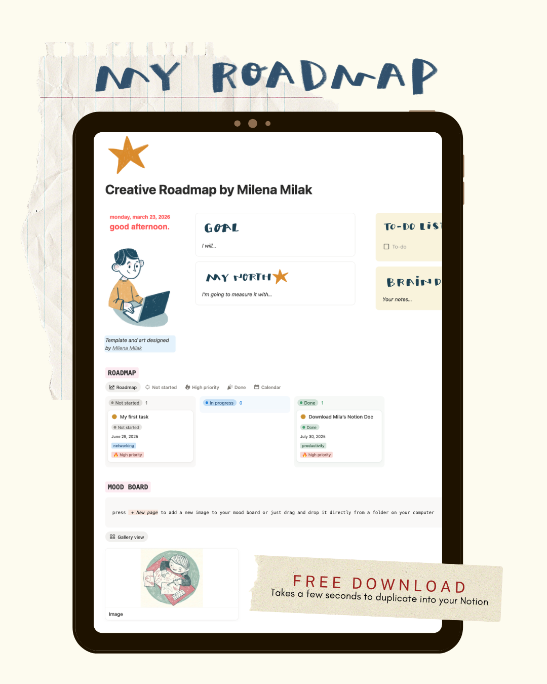 Your free Notion template — Milena Milak Children Book Illustrator