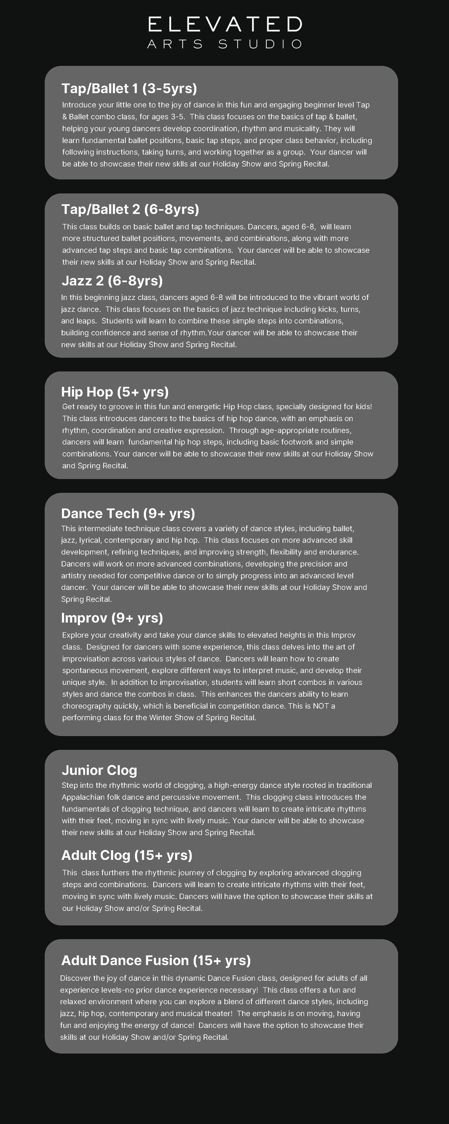 Classes | Pricing — Elevated Arts Studio