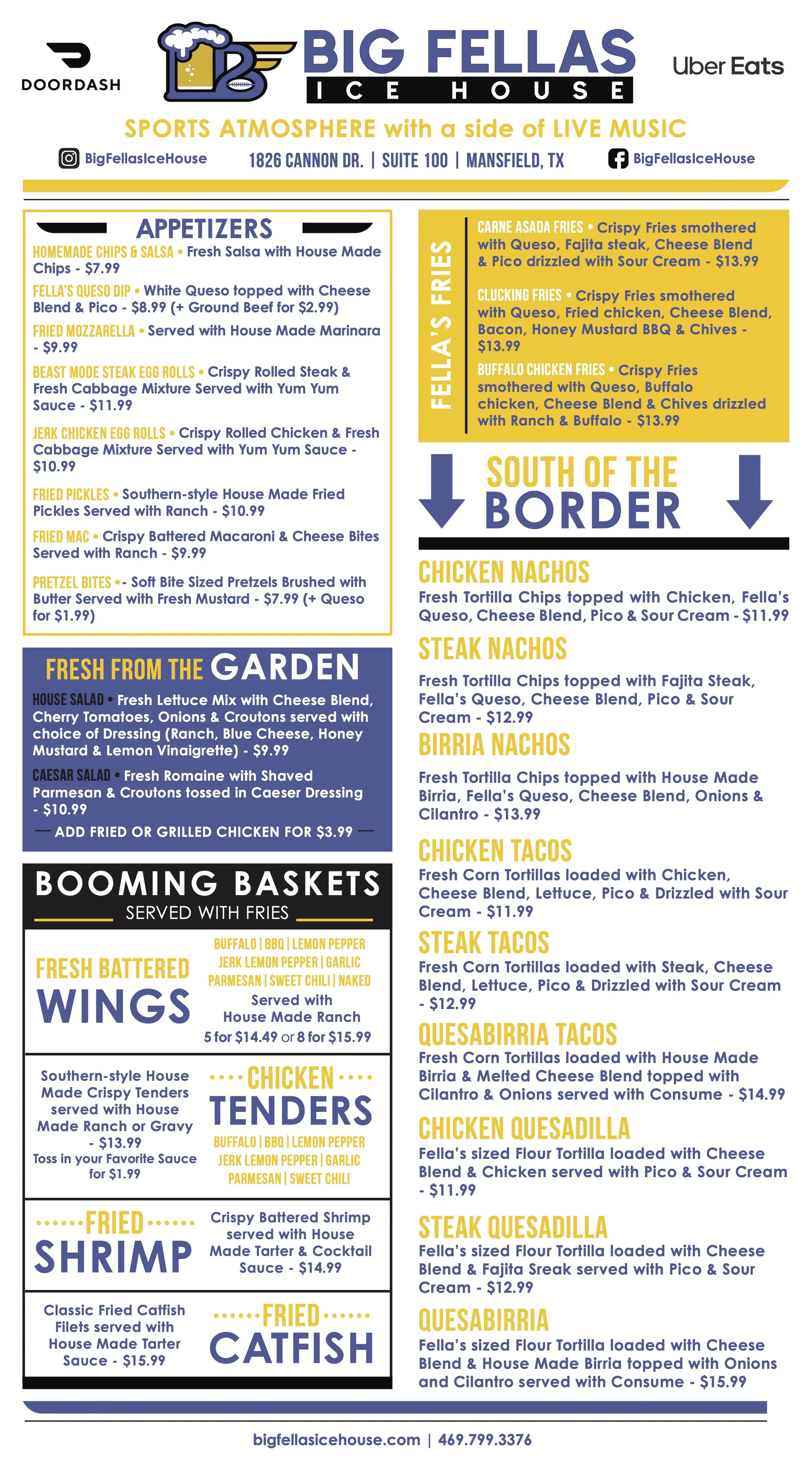 Menu — Big Fellas Ice House