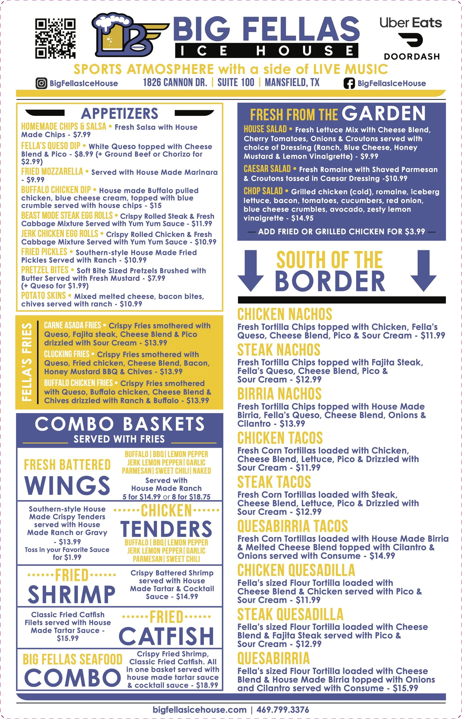 Menu — Big Fellas Ice House