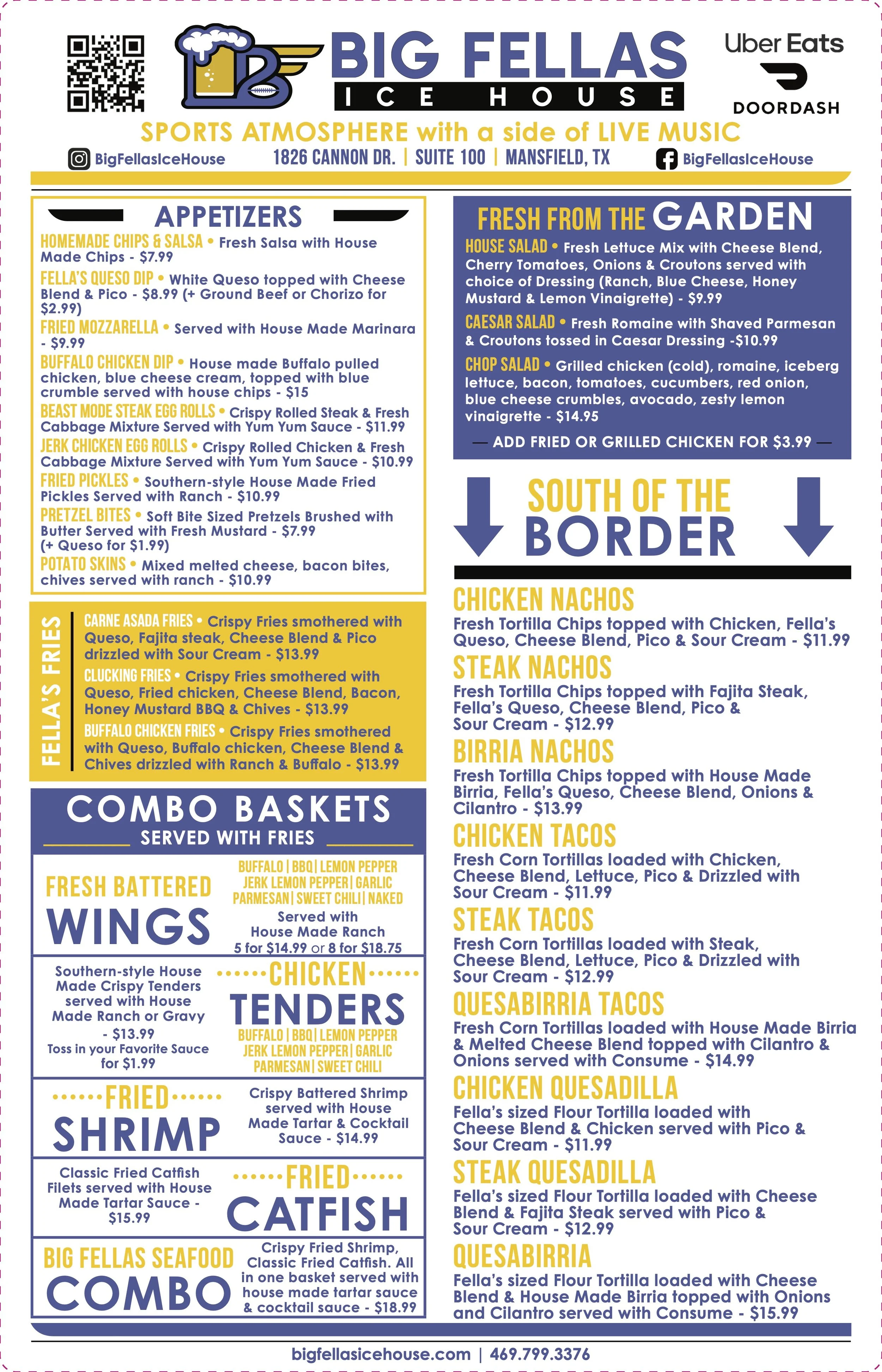 Menu — Big Fellas Ice House
