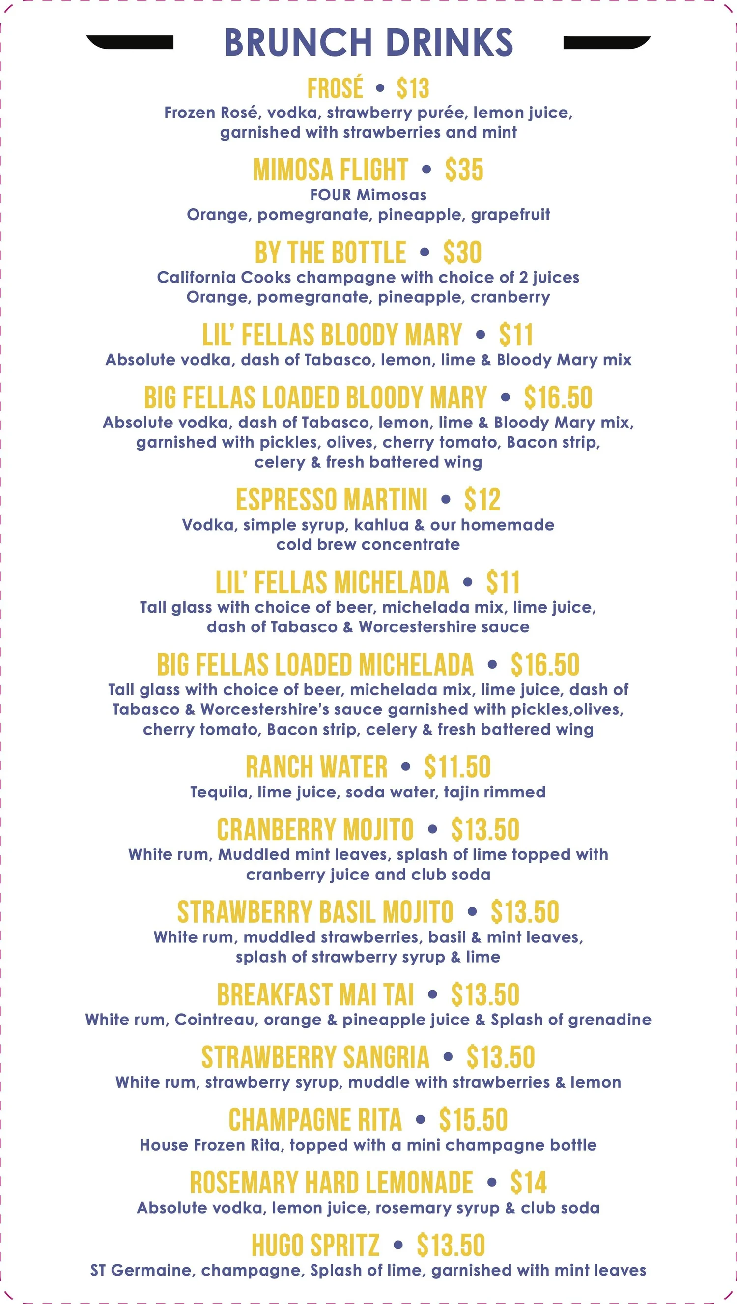 Menu — Big Fellas Ice House
