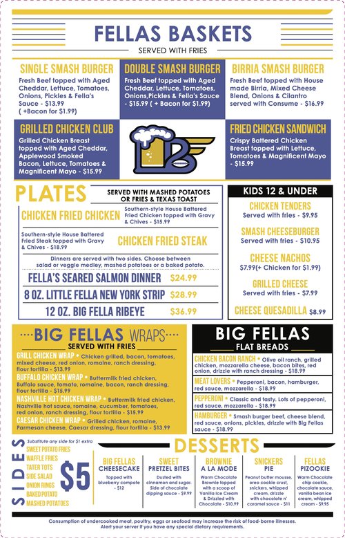 Menu — Big Fellas Ice House