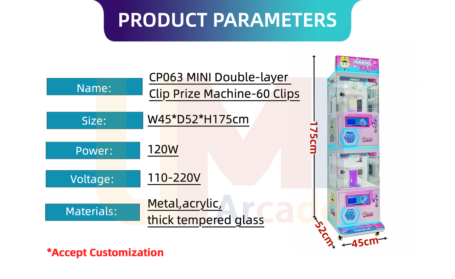 CP063 MINI Double-layer Clip Prize Machine-60 Clips — UMI Arcade ...