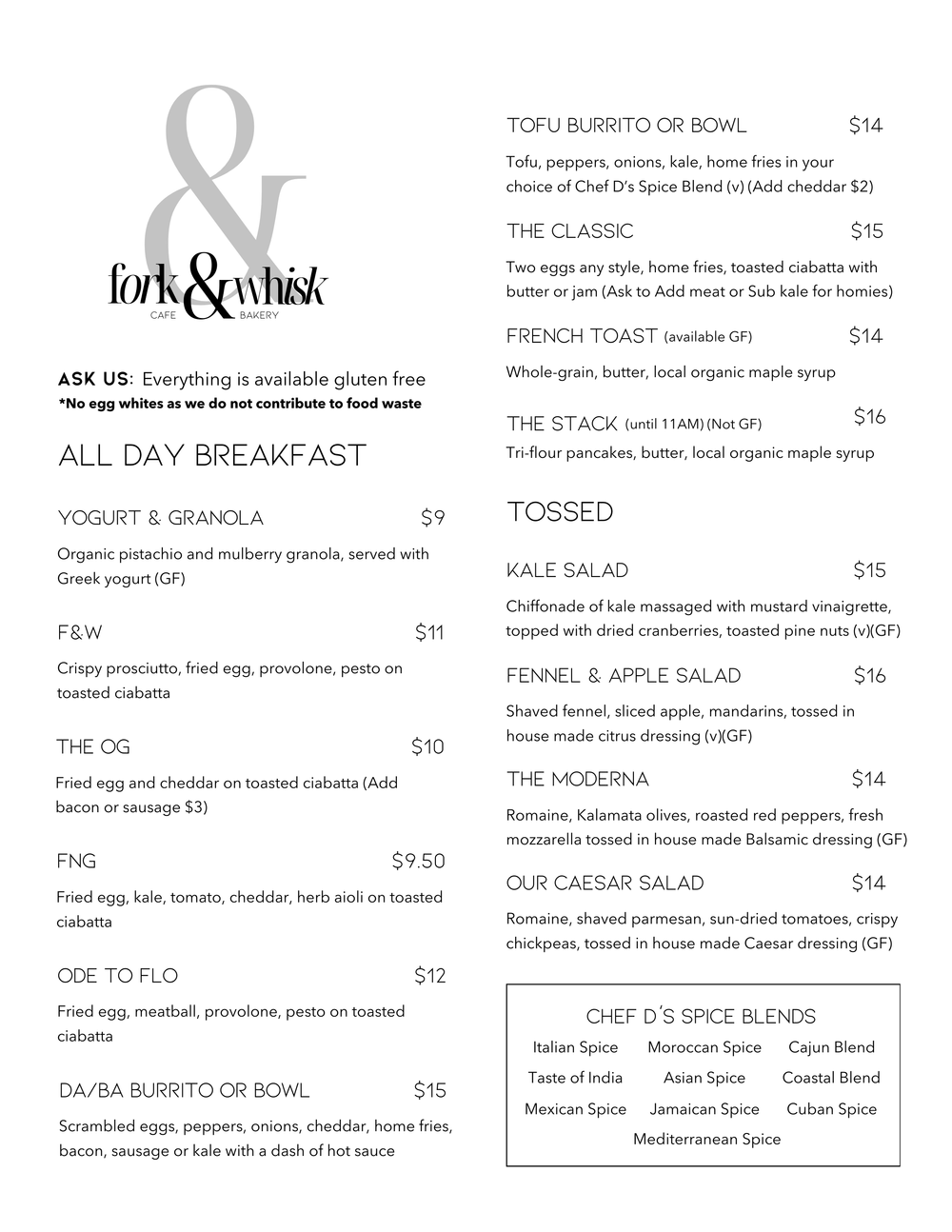 Menu 1 — Fork N Whisk