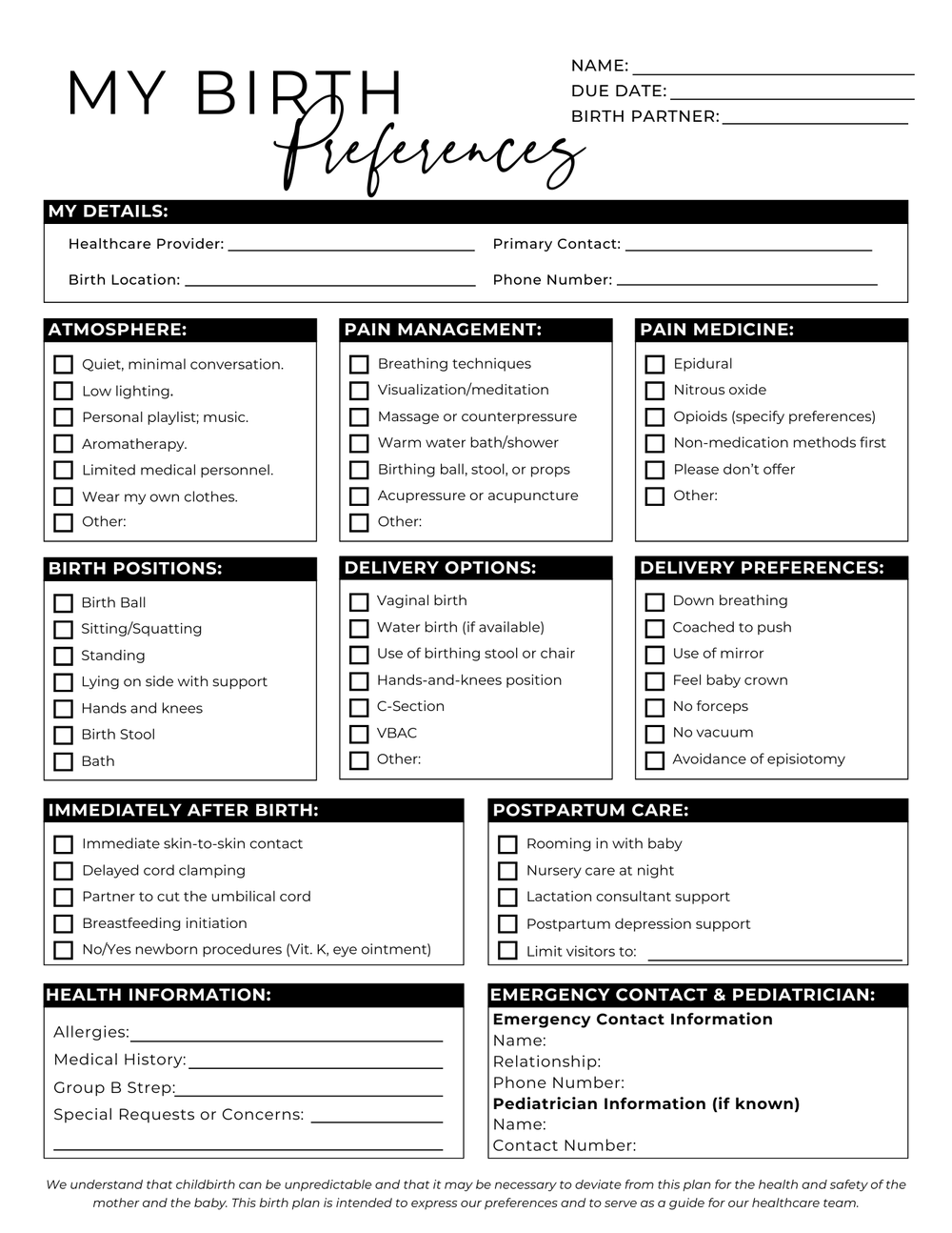 Writing a birth plan — The Roc Doula
