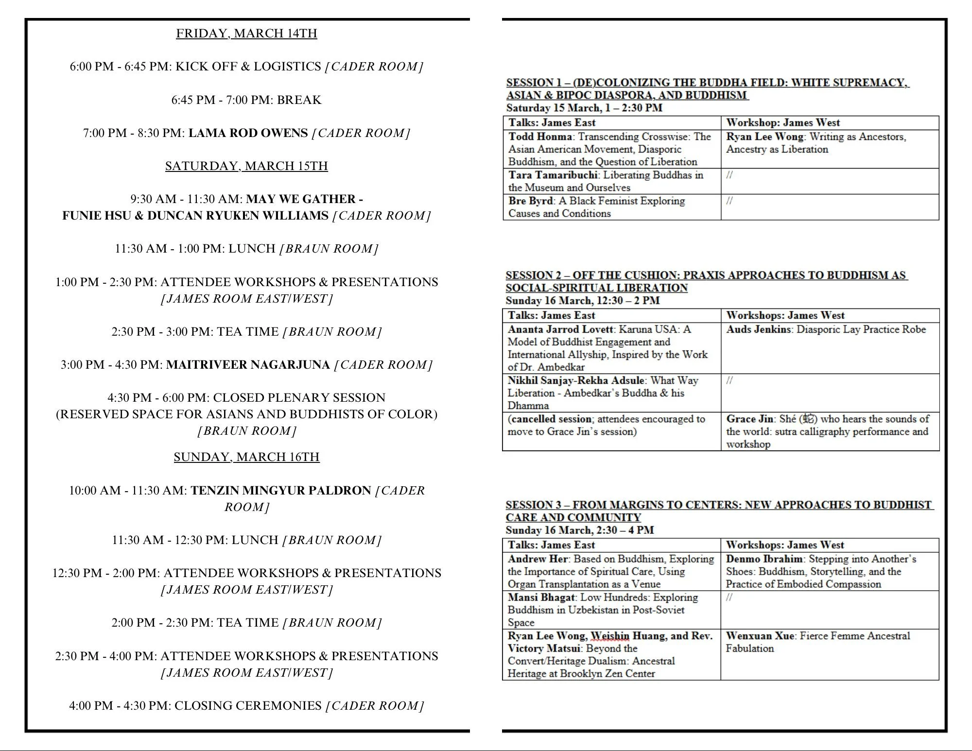 Conference Schedule — Burning Refuge