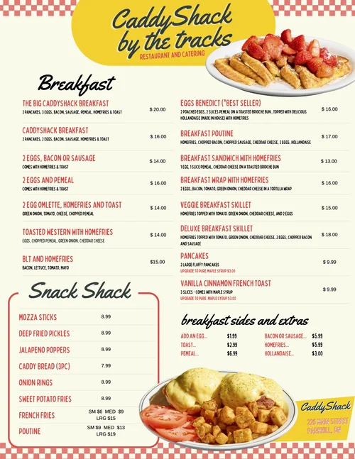Menu — Caddyshack by the Tracks