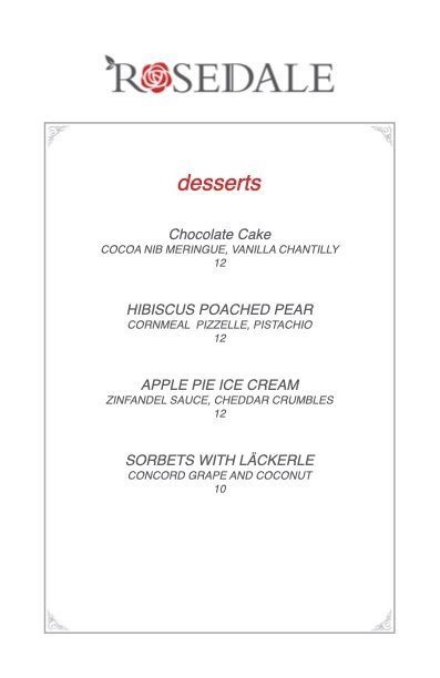 Menu 1 — Rosedale Restaurant DC
