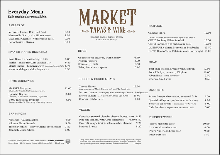 Menus — MARKET RESTAURANT