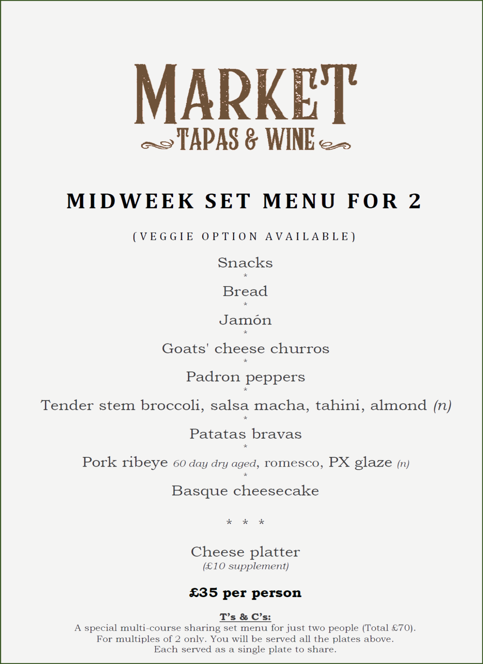 Menus — MARKET RESTAURANT